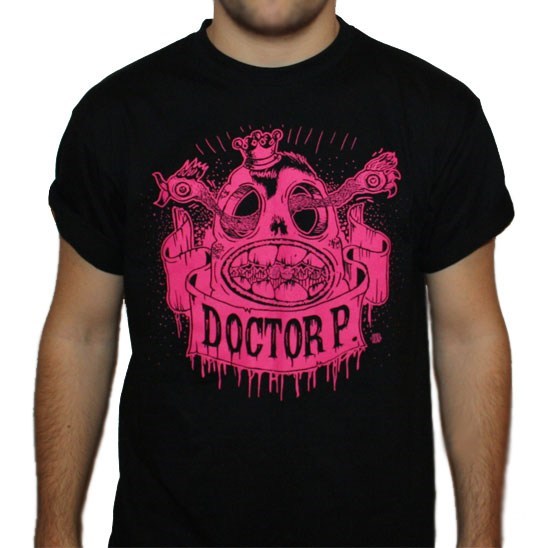 Doctor P Pink T Shirt Pink Print On Black