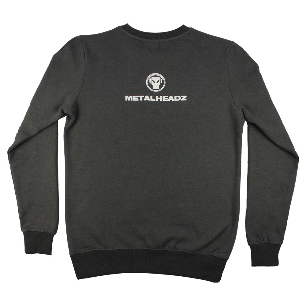 Metalheadz Logo Sweatshirt [White on Melange Charcoal]
