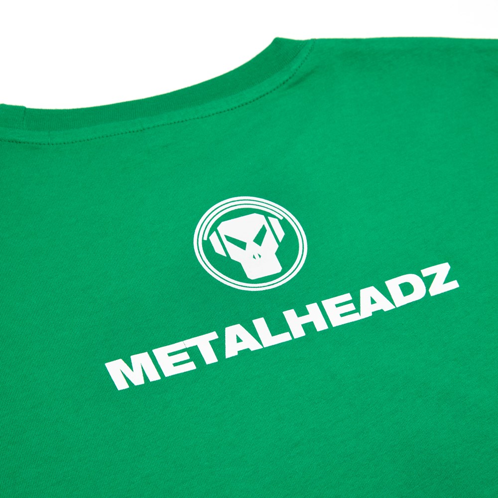 Metalheadz Logo T-Shirt [White on Kelly Green]